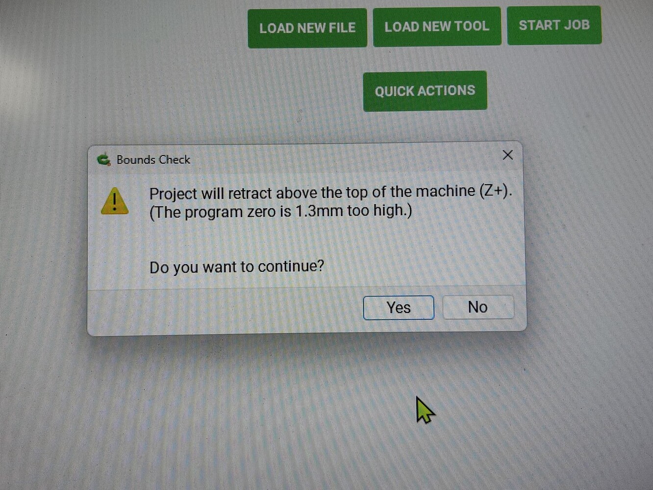 Project will retract above the top of the machine (Z+). ( The program ...